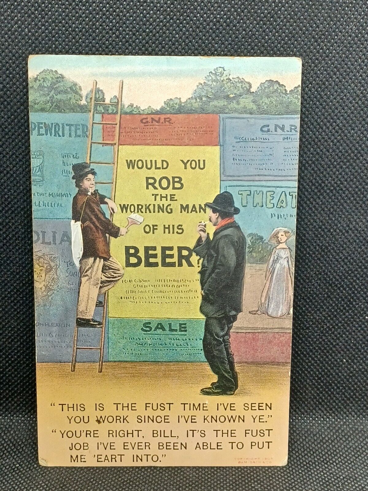 Vintage Comic Humour Postcard Bamforth Rob Working Man of His Beer GNR ...