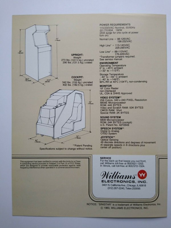 Sinistar Arcade Flyer Original 1983 Video Game Foldout Brochure Vintage ...