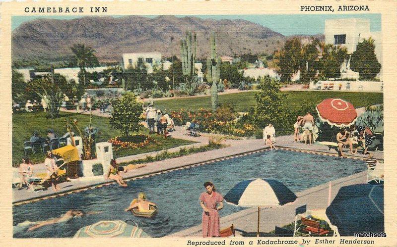 1940s Swimming Pool Camelback Inn Phoenix Arizona Teich linen postcard ...