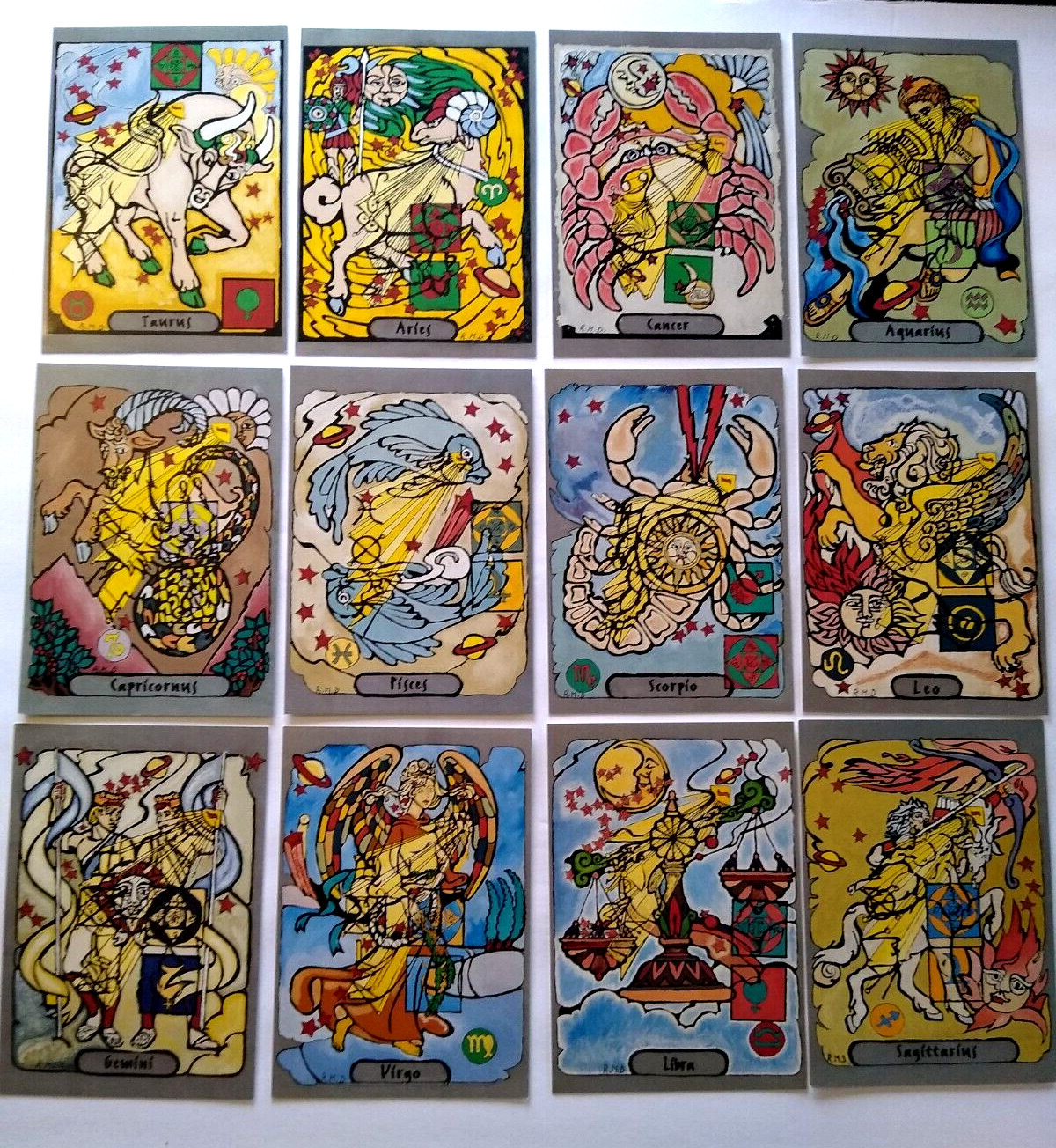 Astrology Horoscope Fantasy Postcards Richard Mbelle Dipanda Set Of 12 ...