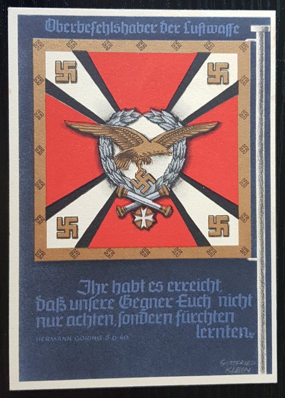 Third Reich Original Postcard Wwii Gottfried Klein Wehrmacht Flags ...