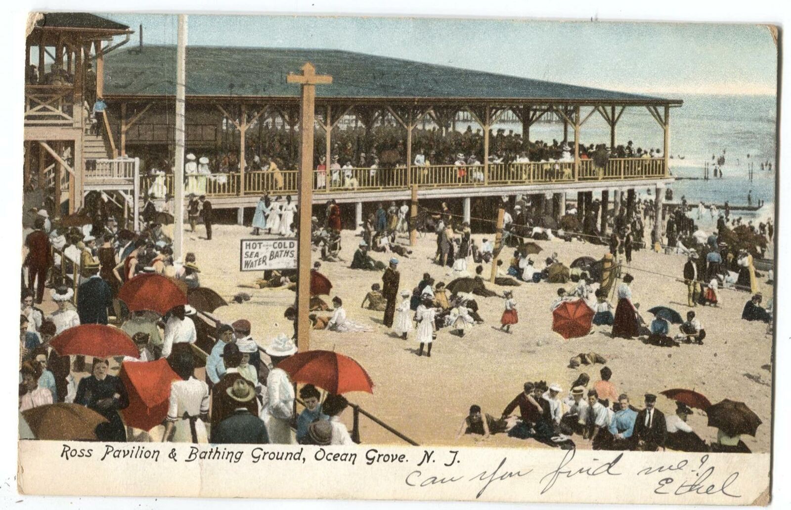 Postcard Ross Pavilion & Bathing Ground Ocean Grove NJ 1908 | United ...