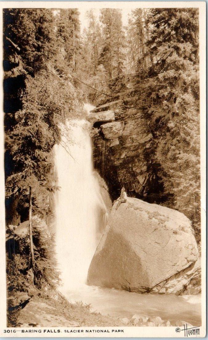 RPPC GLACIER NATIONAL PARK, Montana MT BARING FALLS 1930s Hileman ...