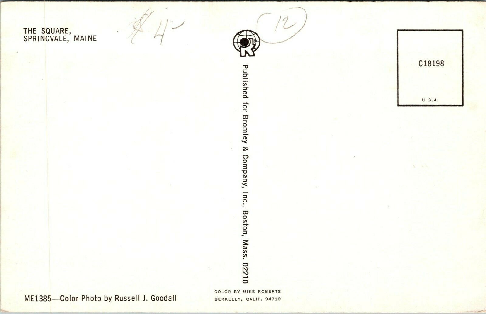 Vtg Springvale Maine ME The Square Main Street View Old Cars Unused ...