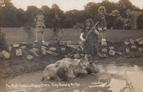 King Bladud Killing Pigs Cattle 1909 Bath Pageant Old RPC Real Photo ...