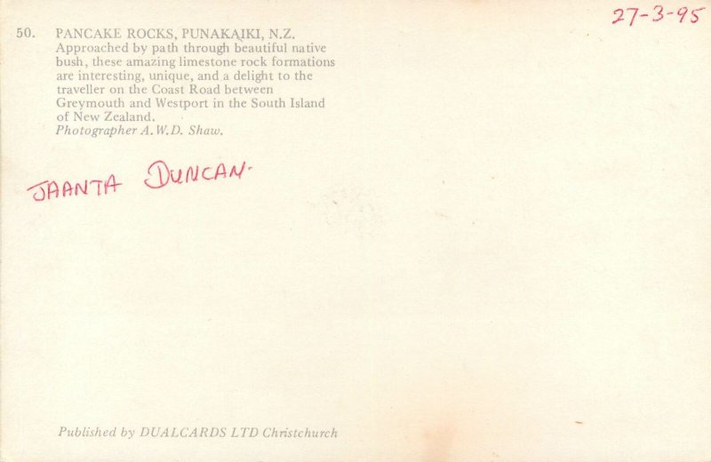 New Zealand Postcard Funakaiki Pancake Rocks rocky landscape ocean ...