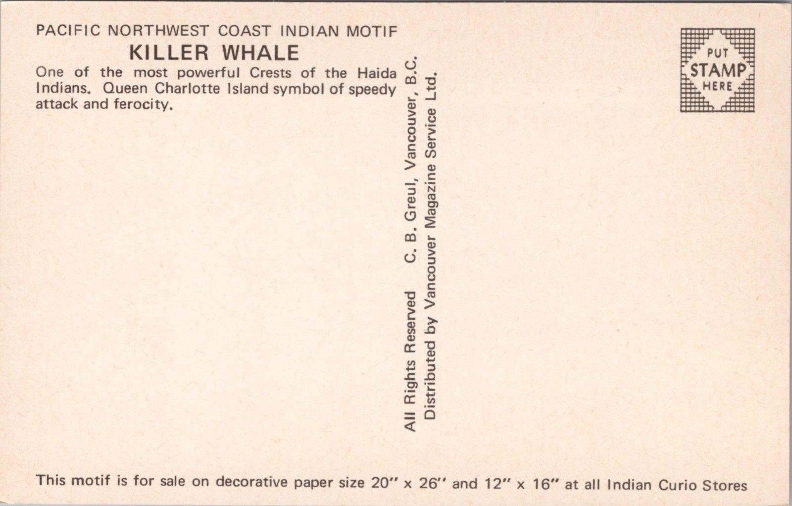 Killer Whale Haida First Nations Crest Motif Indigenous CR Greul ...