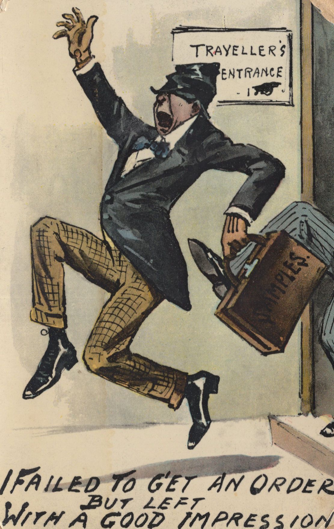Door To Door Salesman Running Away 1913 Comic Postcard | Topics ...