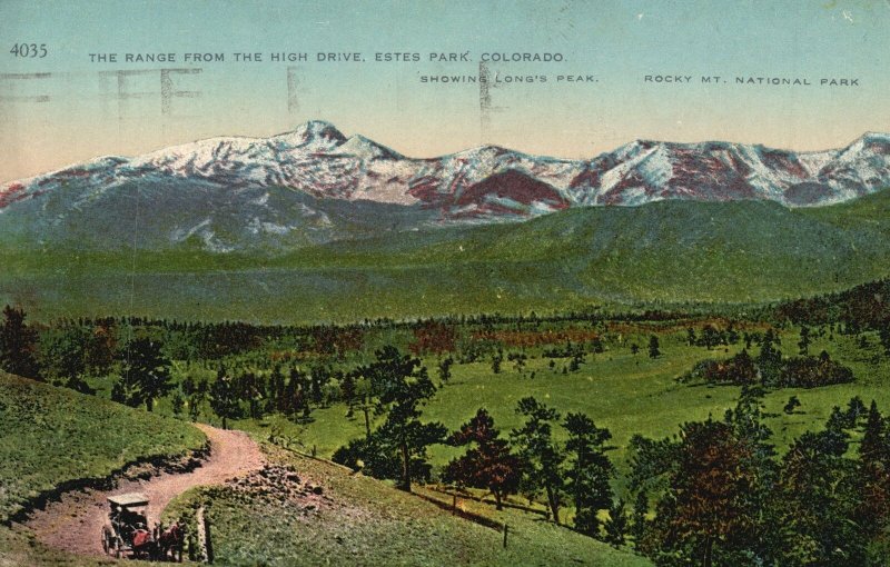 Vintage Postcard 1915 The Range High Drive Estes Park Long's Peak ...