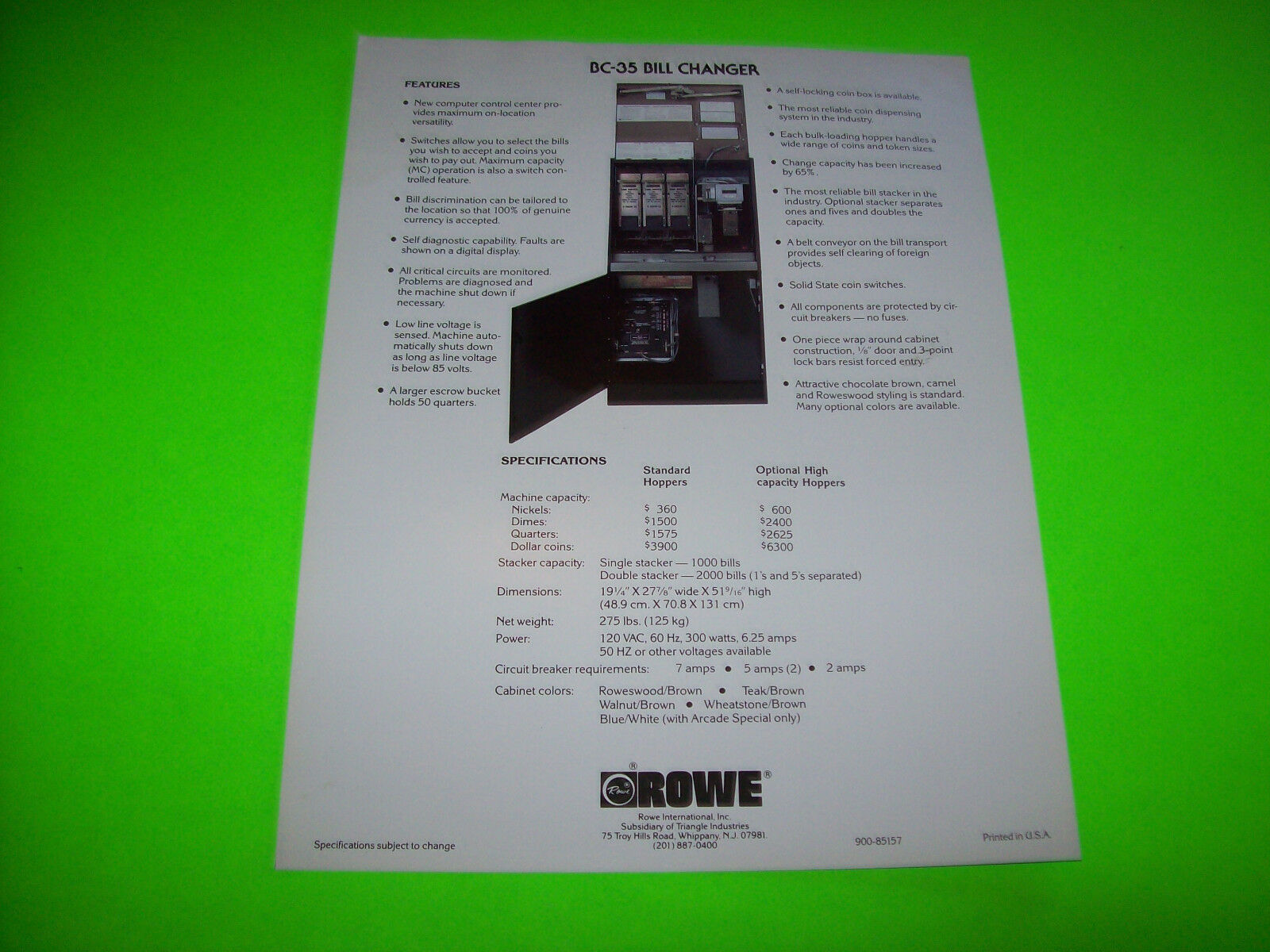 Rowe Bc-35 Original NOS Change Vending Machine Promo Sales Flyer ...