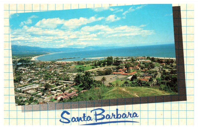 Santa Barbara California Ca Coastal City Beaches UNP Aerial View Chrome ...