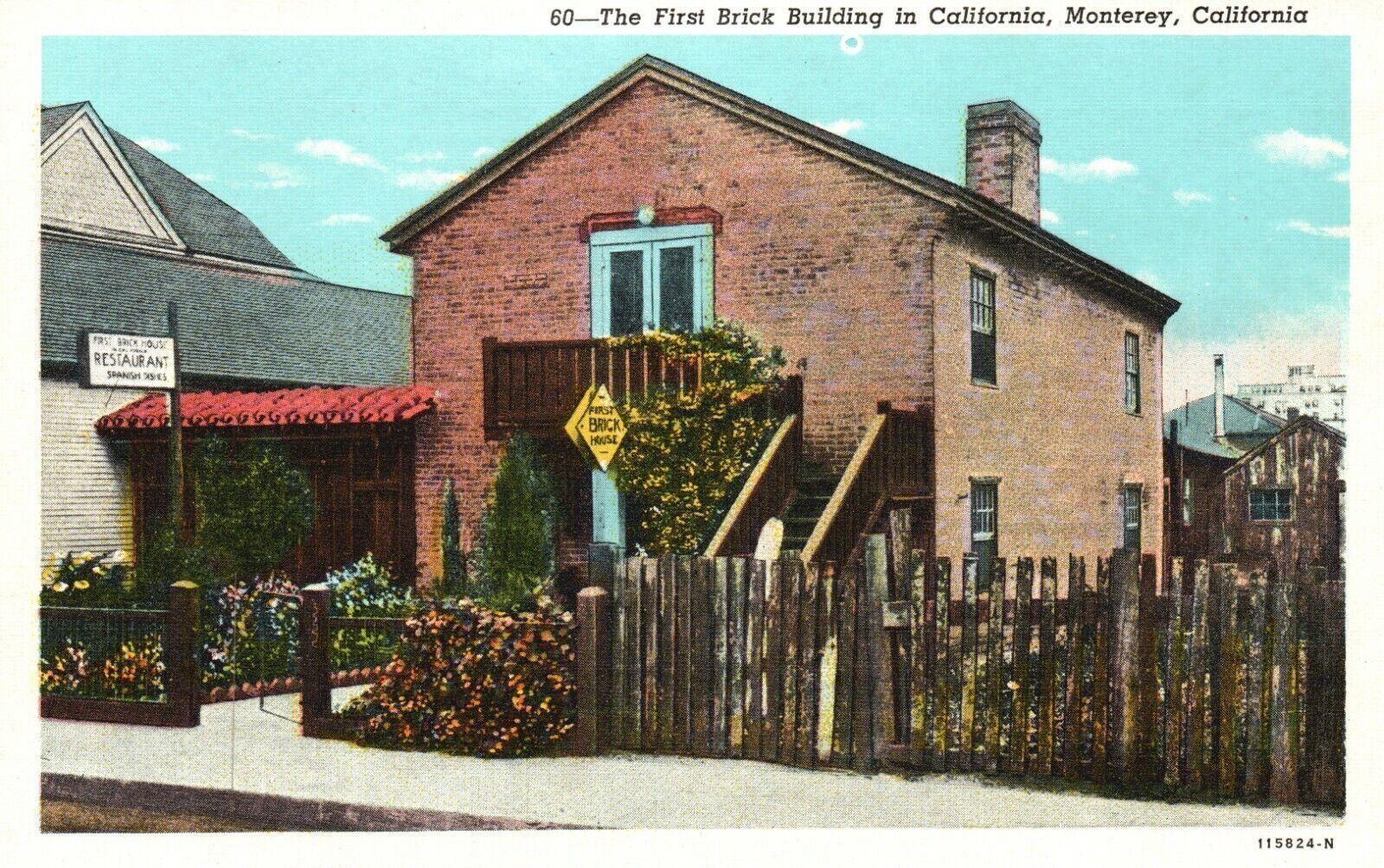 Vintage Postcard 1930's The First Brick Building in California Monterey ...