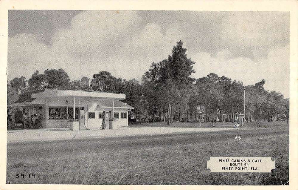 Piney Point Florida birds eye view Pines Cabins & Cafe antique pc ...