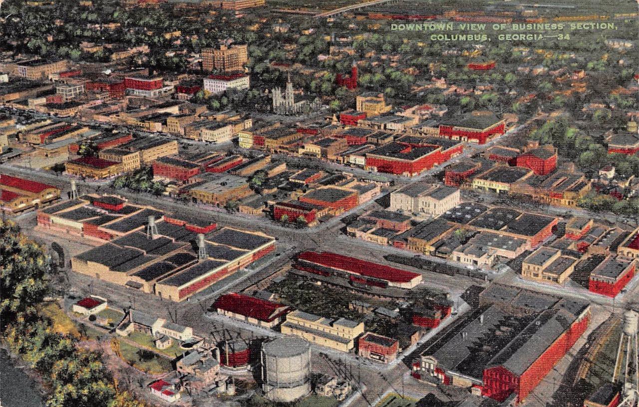 COLUMBUS, GA Georgia CITY BIRD'S EYE VIEW~Business District c1940's ...