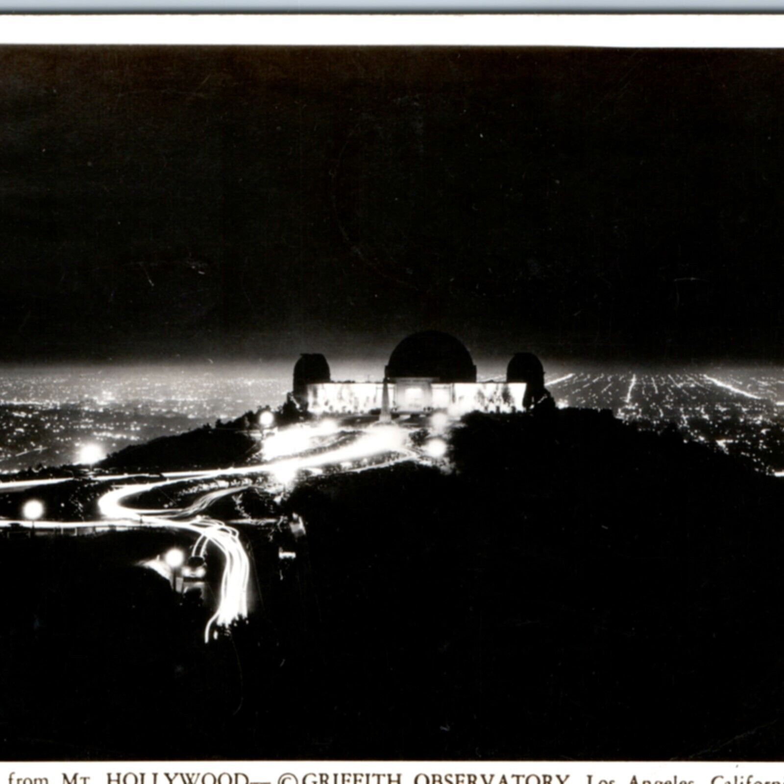 c1940s Los Angeles, CA Griffith Observatory RPPC Night Hollywood Real ...