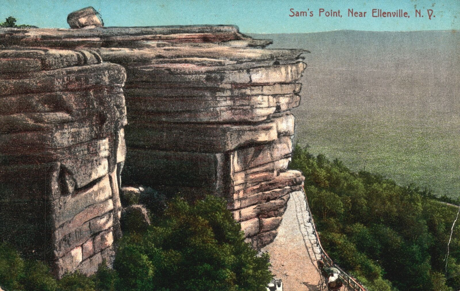 Vintage Postcard Sam's Point Cliff Rock Sightseeing Near Ellenville New ...