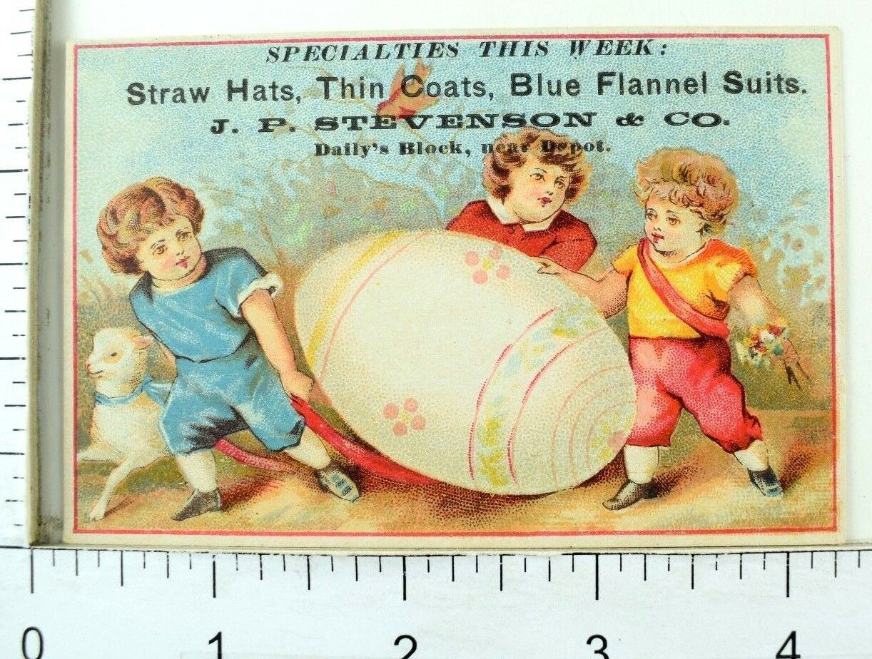 1880's kids Sheep Giant Easter, Egg J.P. Stevenson, Blue Flannel Suits ...