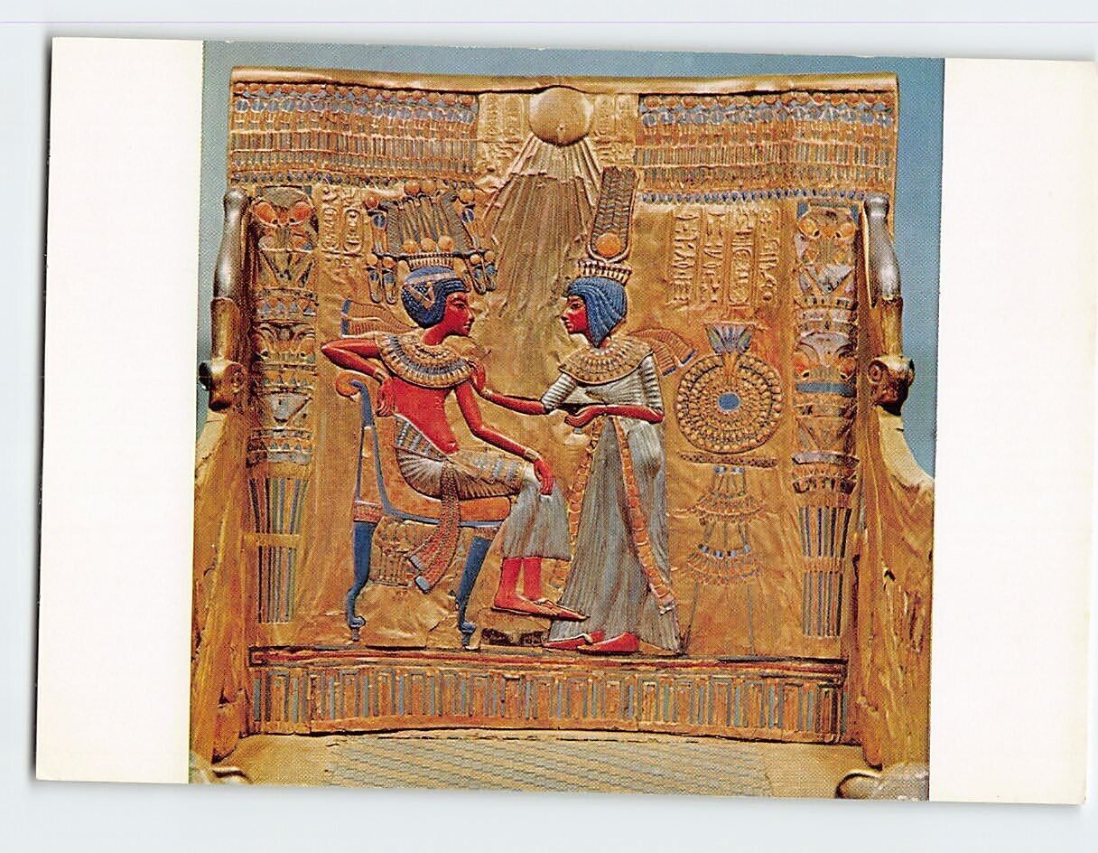 Postcard Back of the throne of King Tutankhamun, Museum, Cairo, Egypt ...
