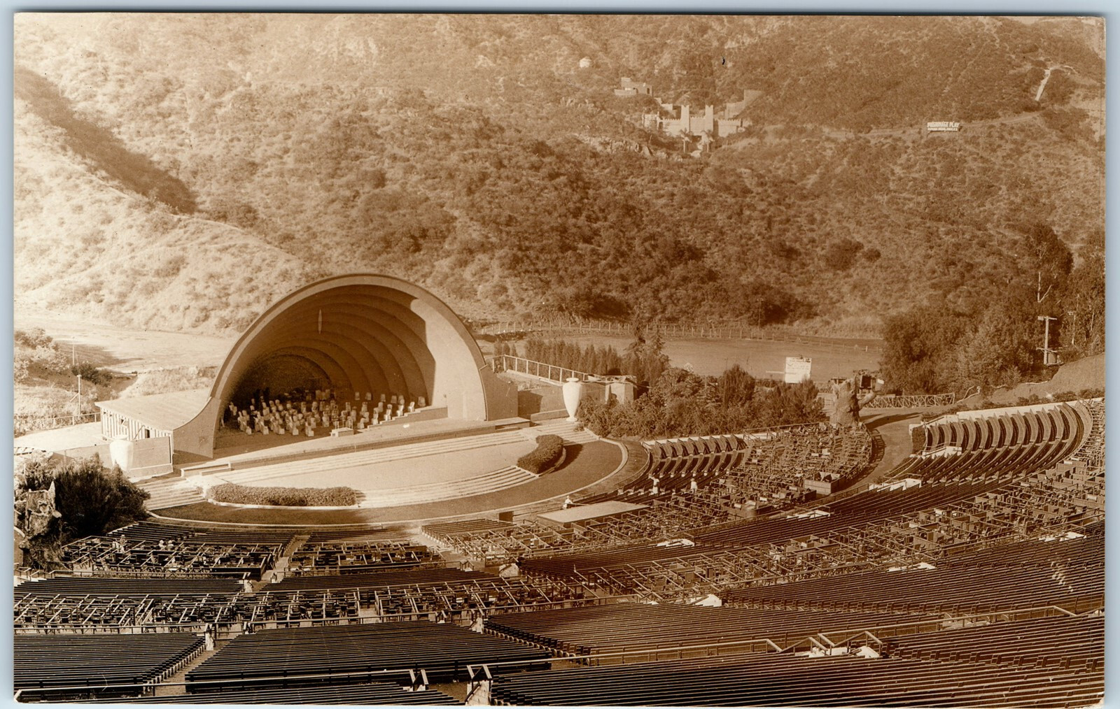 c1920s Hollywood CA Amphitheatre Bowl SHARP RPPC Theatre Band Concert ...