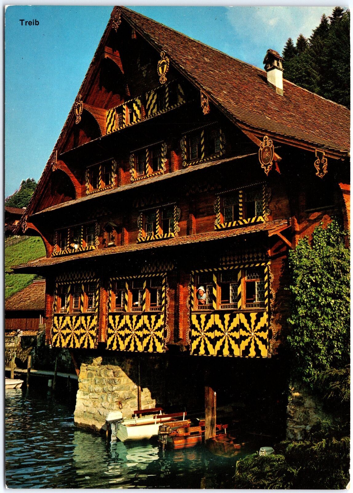 Vintage Continental Size Postcard Village of Treib on Lake Lucerne ...