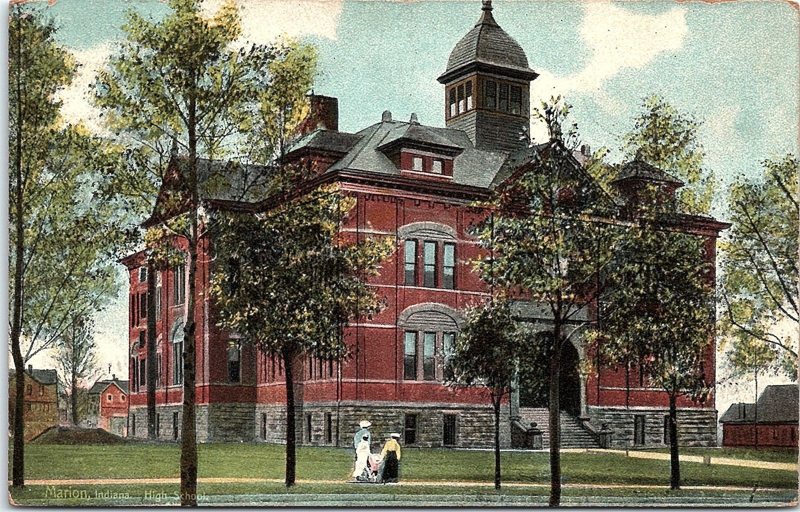 Postcard IN Marion High School 1908 O92 | United States - Indiana ...