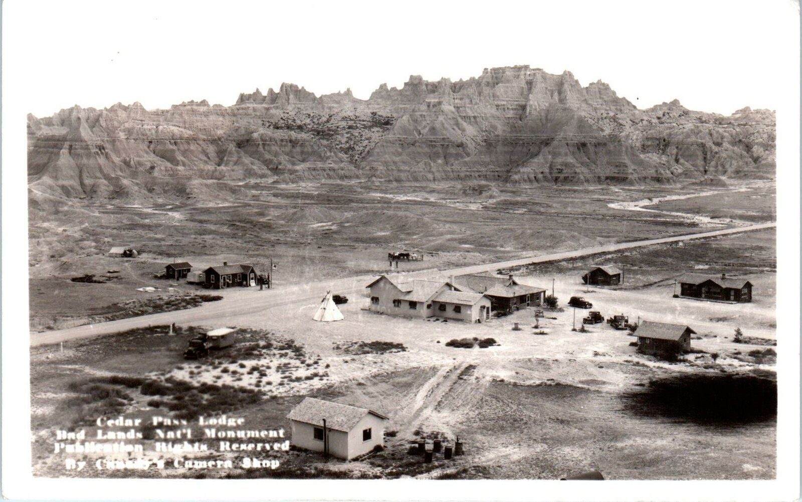 RPPC BAD LANDS NATIONAL MONUMENT, SD Birdseye-TEPEE 1949 Roadside ...