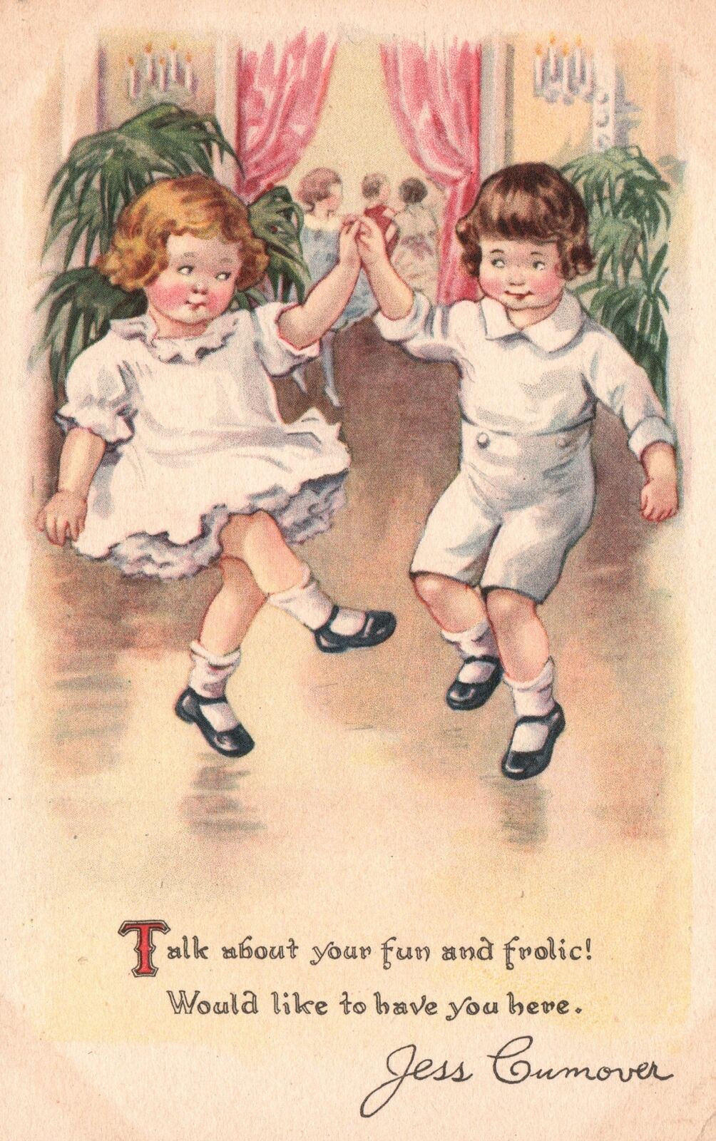 Talk About Your Fun and Frolic Boy & Girl Dancing Art Vintage Postcard ...