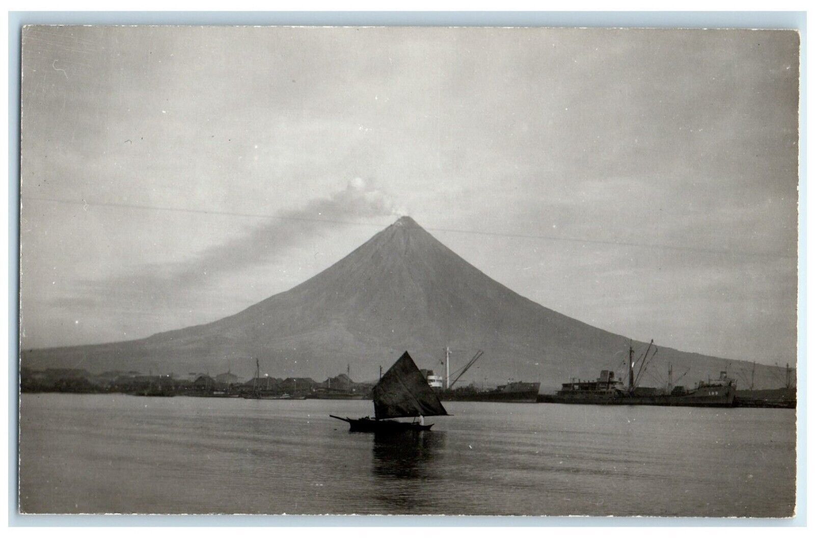 c1940's View Of Mayon Volcano Philippines PH, Sailboat RPPC Photo ...