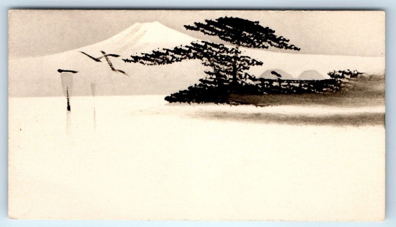 x6 LOT 1900s Japanese Tree Calling Card Hand Painted Trade Japan ...