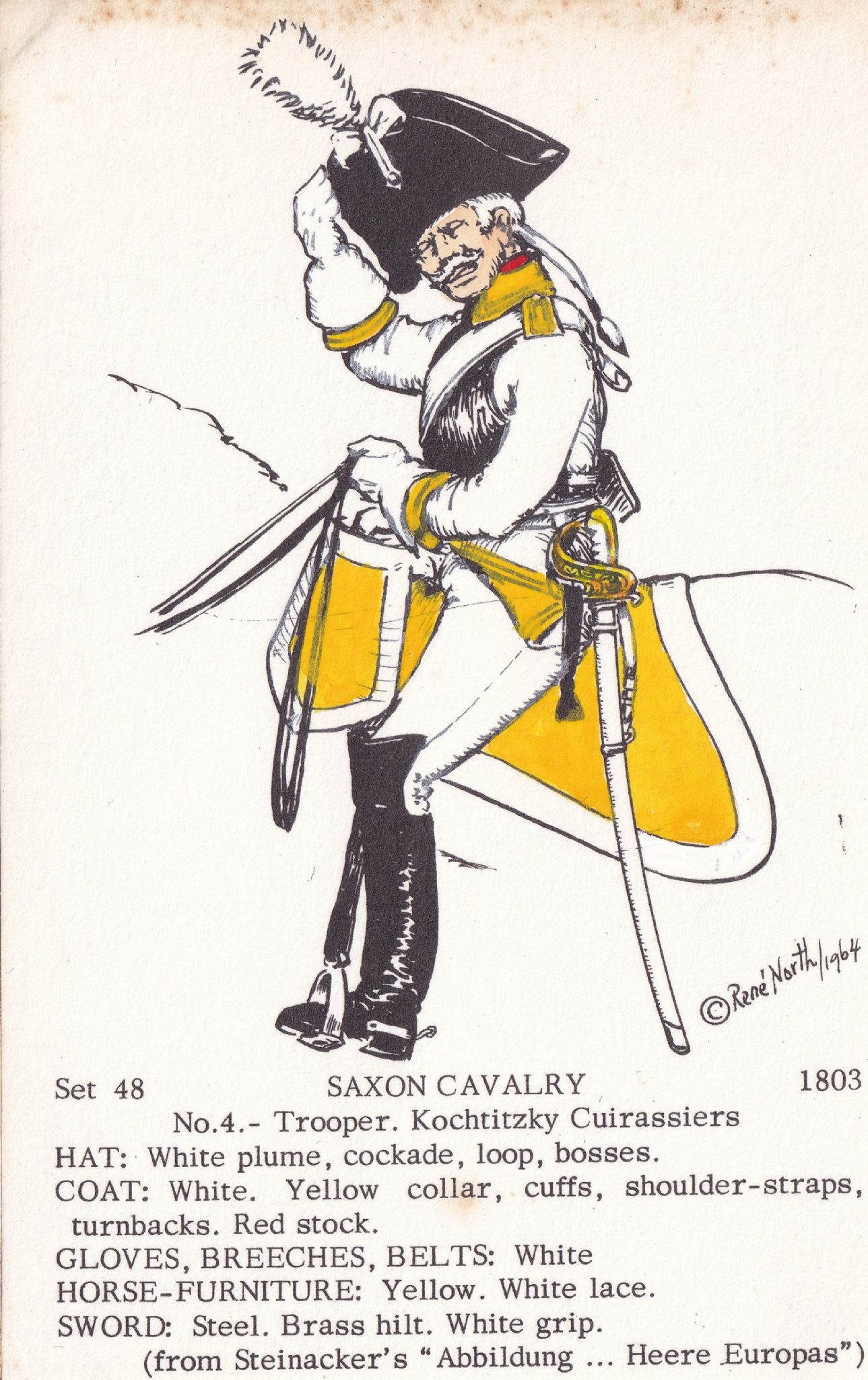 Trooper Saxon Cavalry Kochritzky Cuirassiers Napoleonic War PB Postcard ...