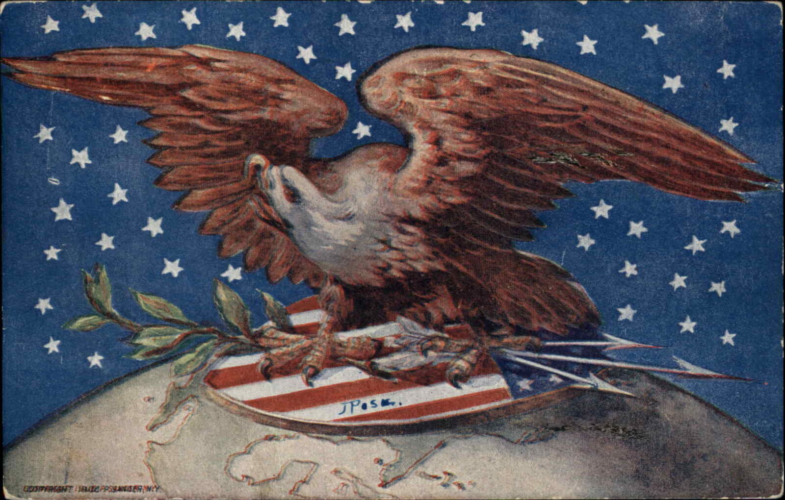 Eagle on American Shield Patriotic Propaganda c1910 Vintage Postcard ...