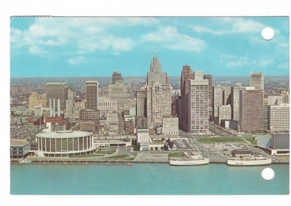 Civic Center & Skyline, Detroit MI, 1965 Aerial View Postcard, United ...