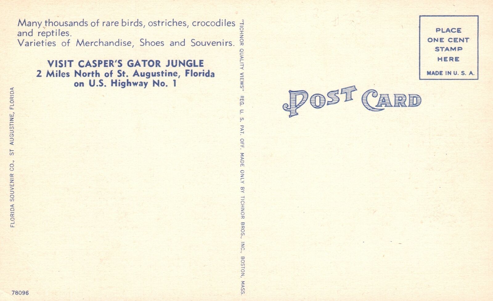 Vintage Postcard 1930's Breeding Pen Alligators Casper's Jungle St ...
