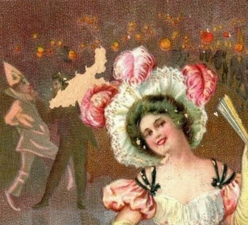 Vintage 1908 Tuck's Postcard Queen of the Carnival Beautiful Woman Pink ...