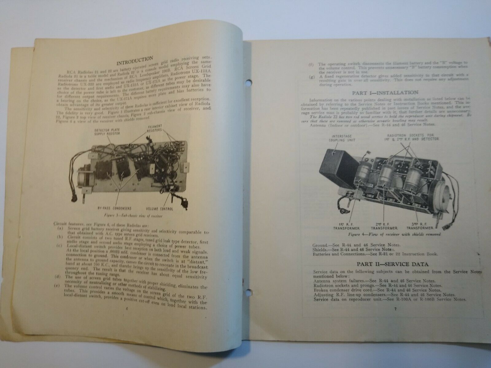RCA Radiolas 21 and 22 Vintage Original Service Notes Manual Radio ...