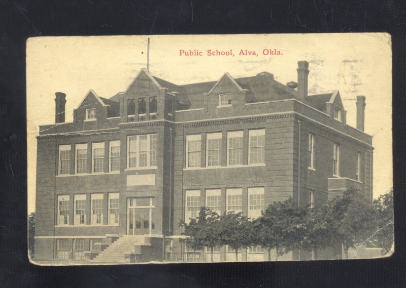 Alva Oklahoma Public School Building Vintage Postcard 1917 Liberal MO ...