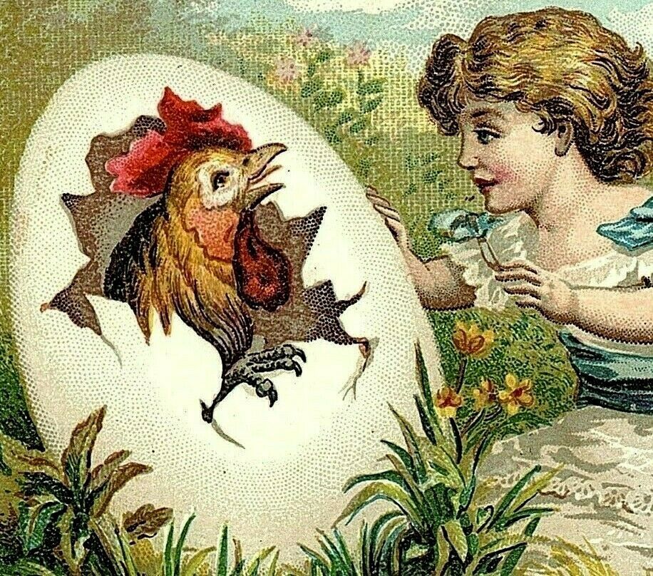 Lot of 7 1880's Victorian Easter Cards Lamb Hatching From Big Egg ...