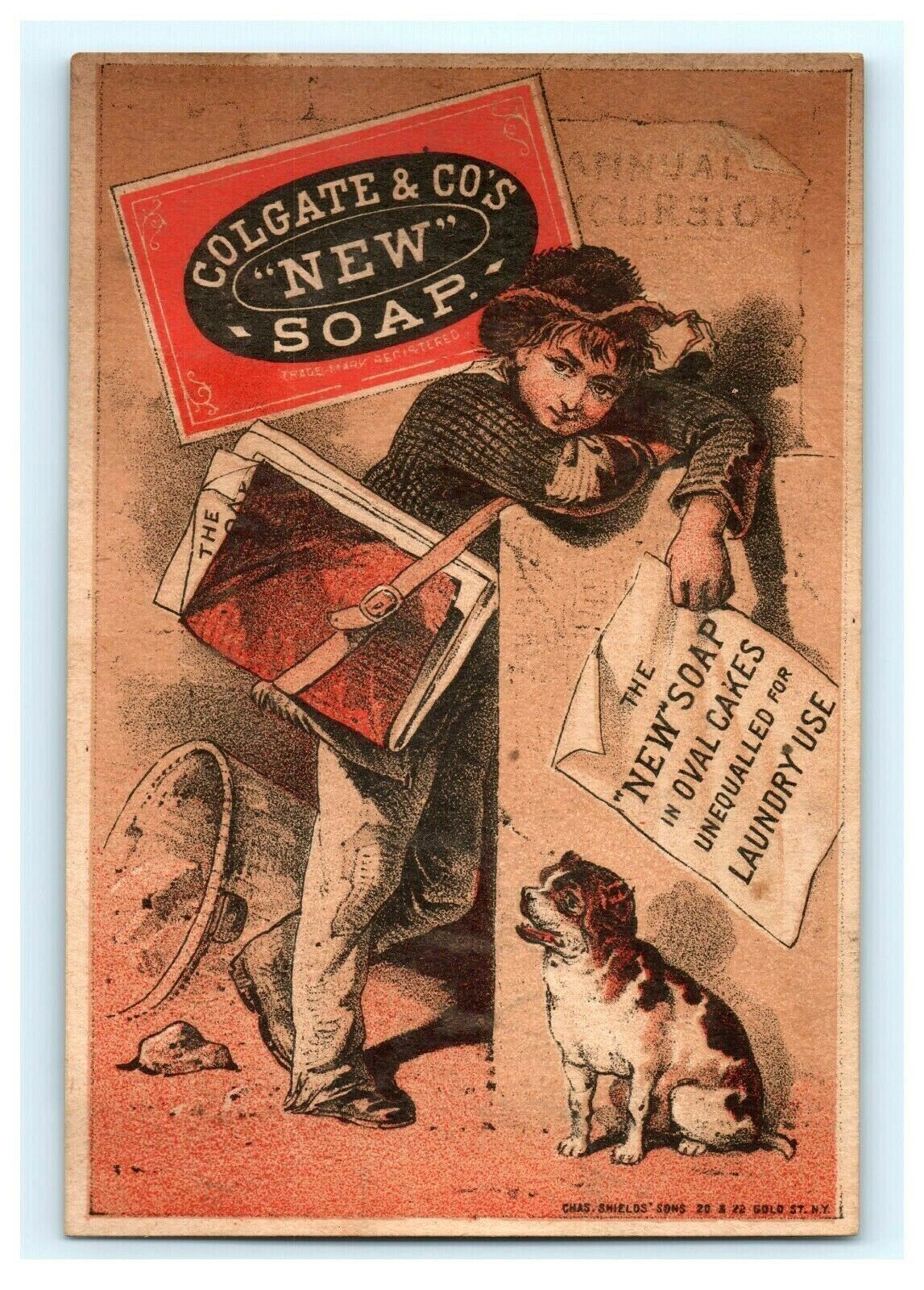 1870's-80's Colgate & Co's New Soap Paper Boy Adorable Dog P165 ...