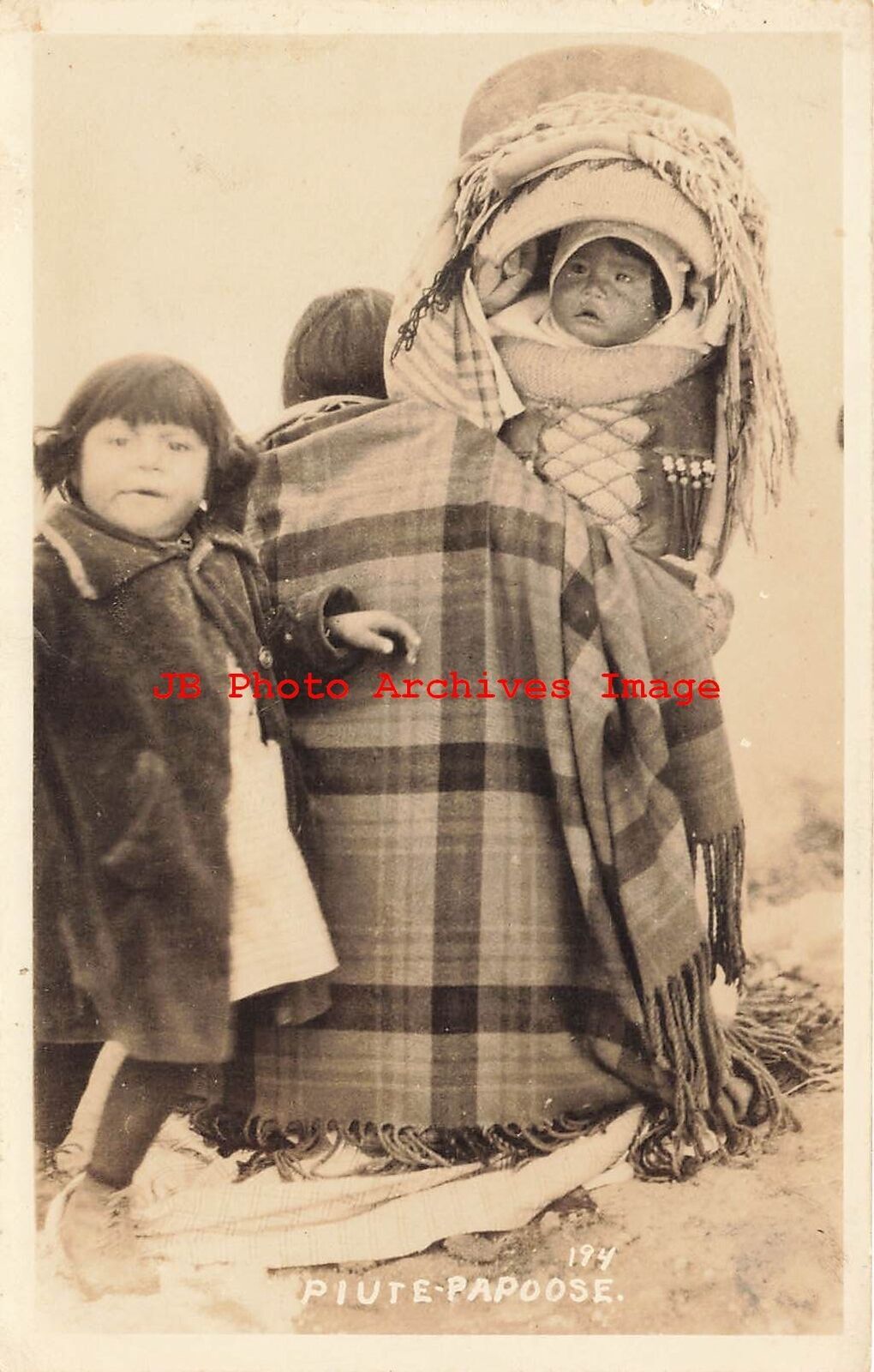 Native American Piute Indians, RPPC, Mother with Papoose & Child, Photo ...