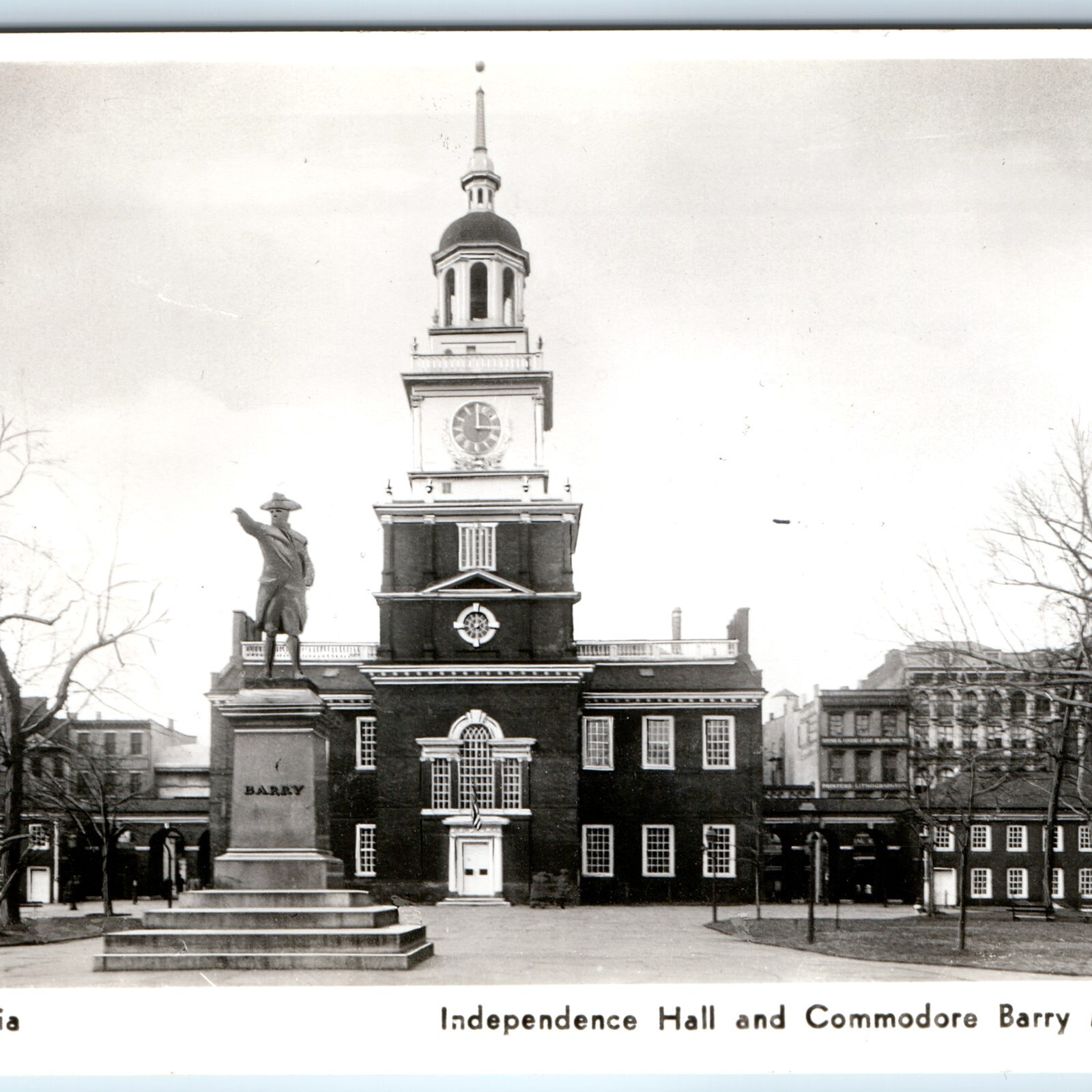 1936 Philadelphia, PA Indepedence Hall RPPC Commodore Barry Monument ...