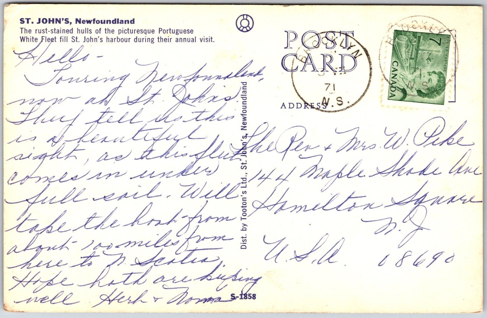 1971 St. John's Newfoundland Rust Stained Hull Portuguese White Fleet ...