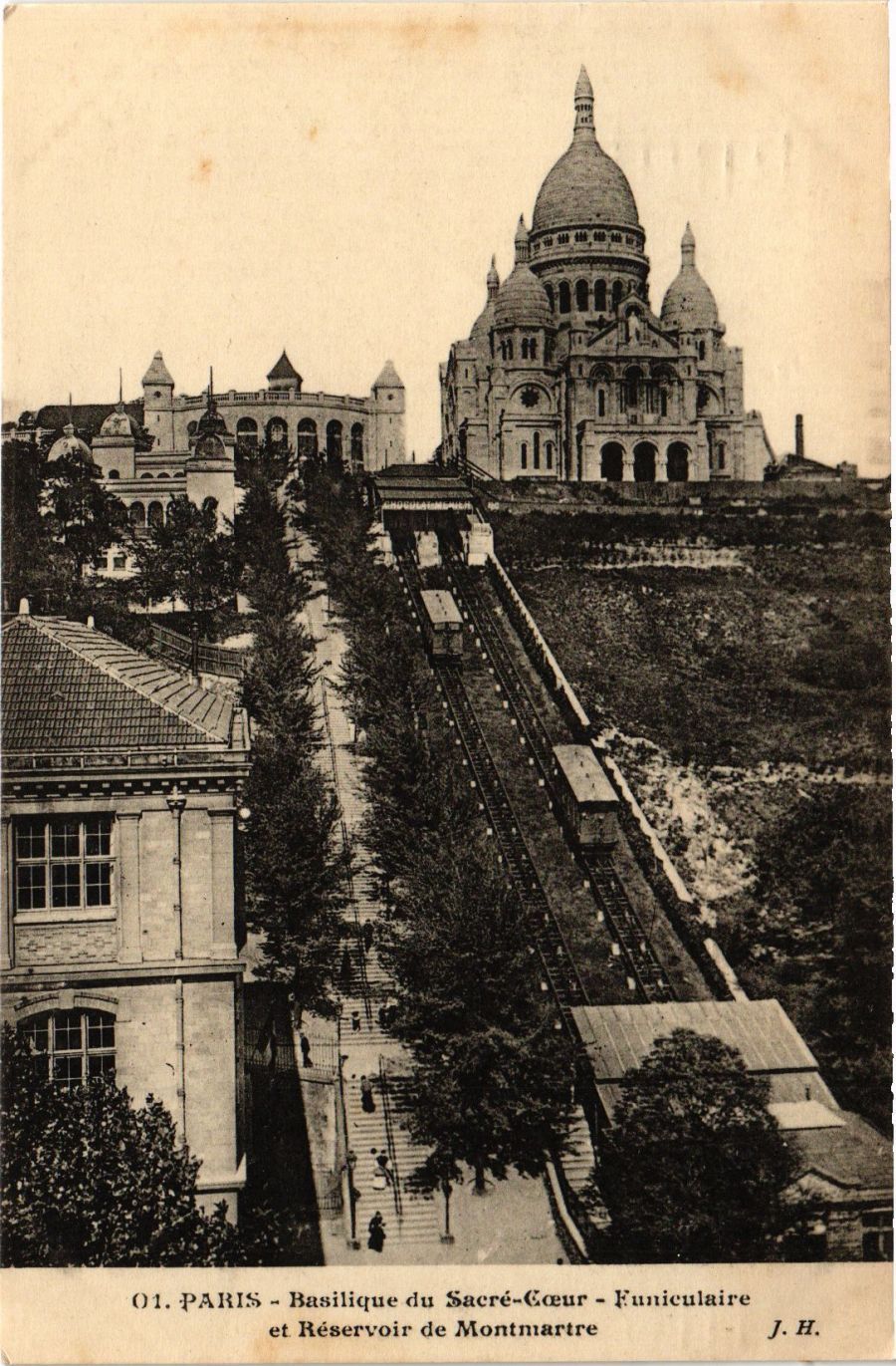 CPA Paris 18e Basilique du Sacré Coeur et Funiculaire de Montmartre ...
