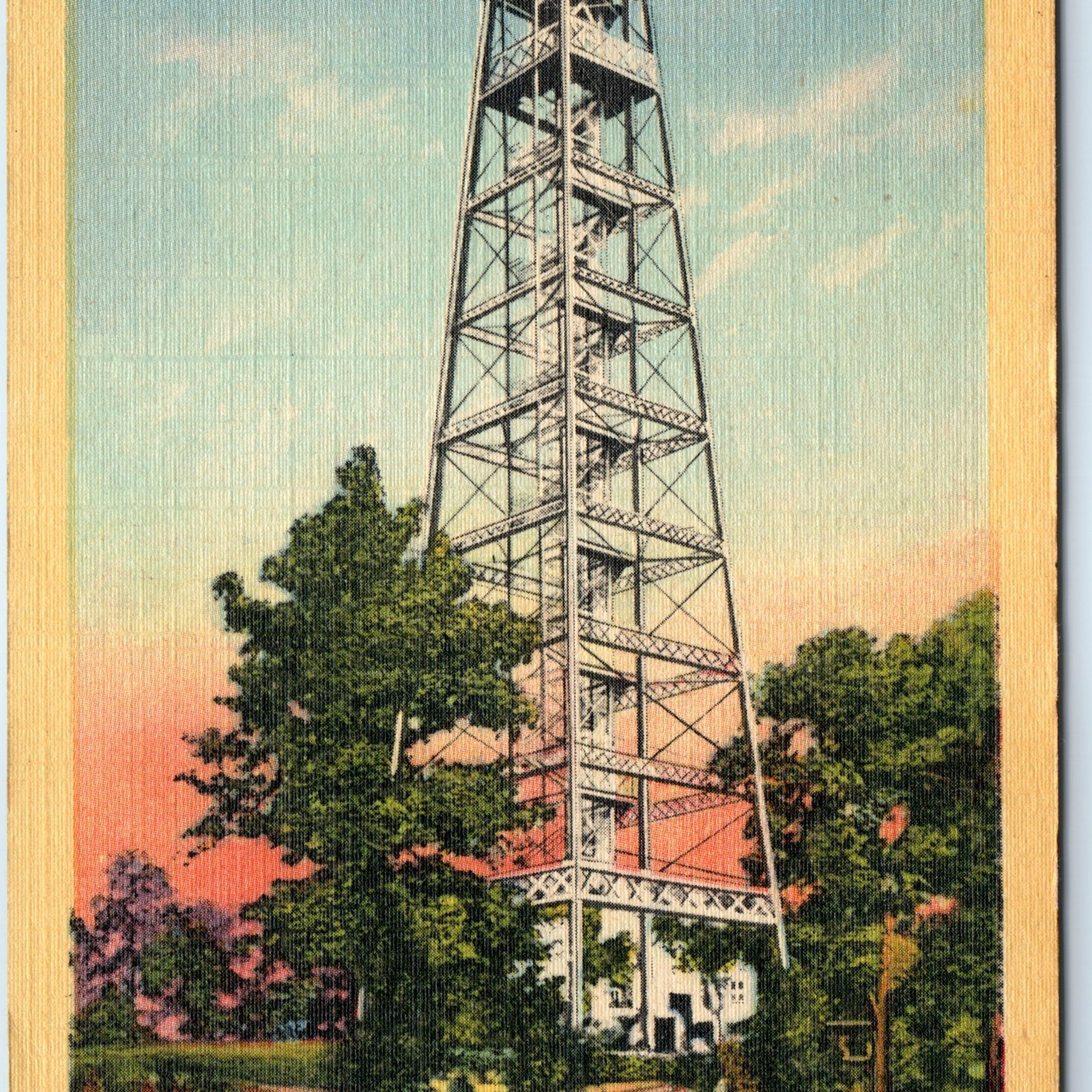 1932 Hot Springs, AK Ouachita Mountain Observation Tower Linen Rix Pre ...