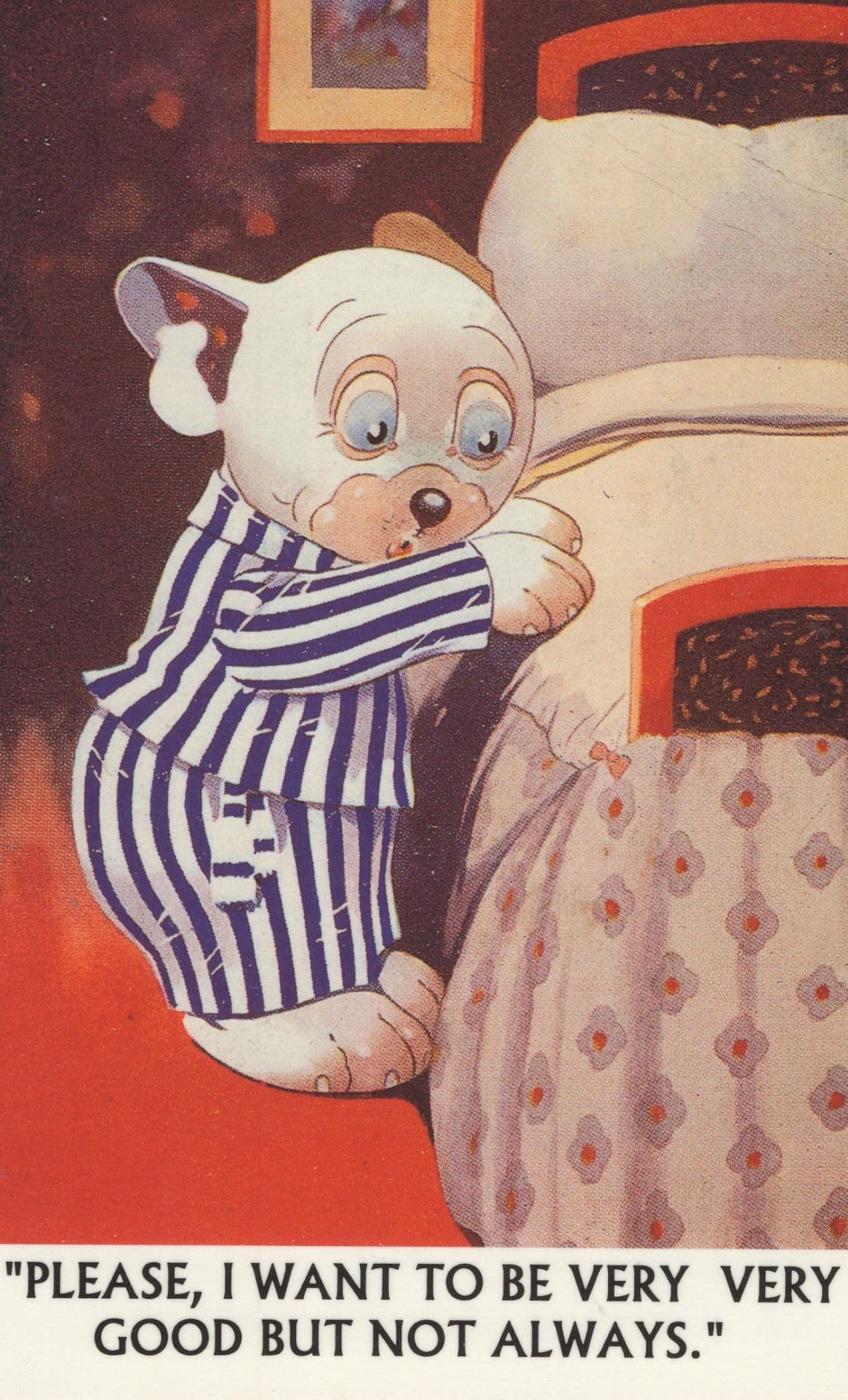 Bonzo Dog Saying Prayers George Studdy Hand Signed Comic Postcard ...