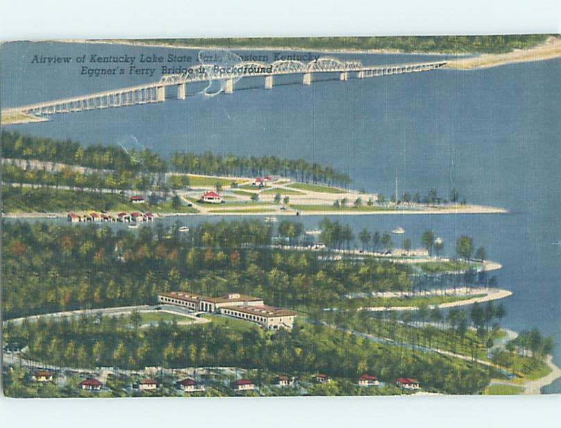 Linen BRIDGE SCENE Kentucky Lake Park - New Concord & Hazel & Hamlin KY ...