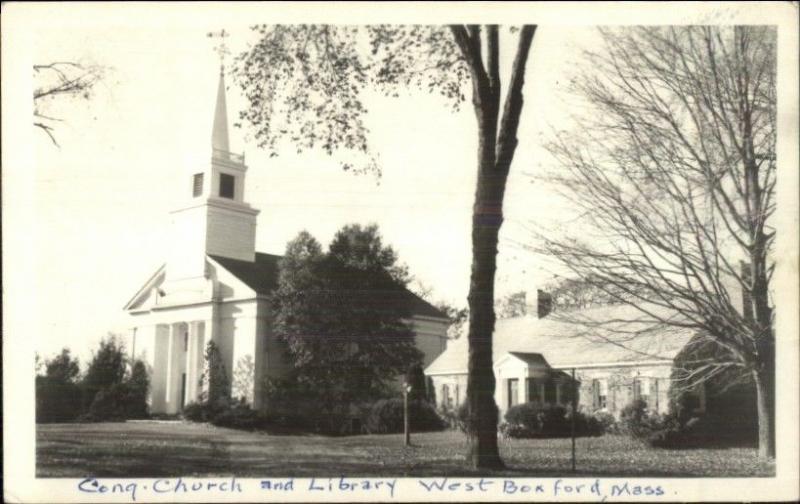 West Boxford MA Church & Library Real Photo Postcard | United States ...