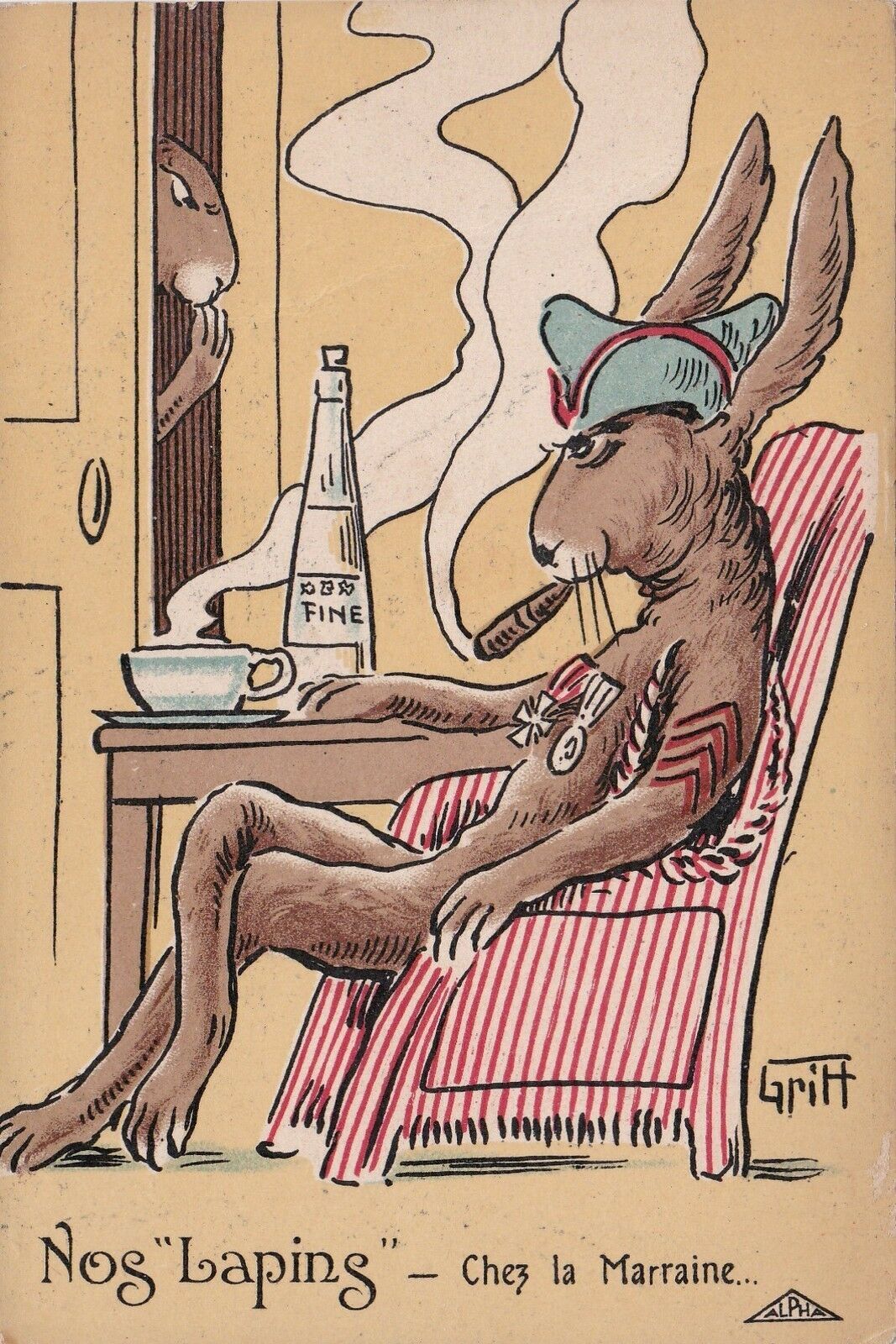 Griff Military Propaganda Humour Dressed Rabbit "Nog Laping" sk7408 ...