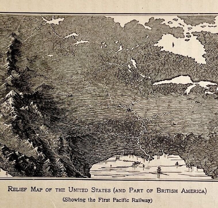 1904 Map First Pacific Railway Of United States History Railroad Print ...