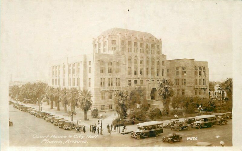 Autos Buses Court House City Hall Phoenix Arizona 1920s Postcard 9276 ...