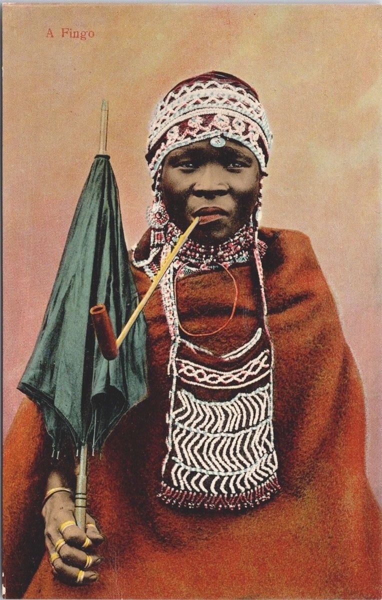 Fingo Fengu Female South Africa Beautiful Woman Pipe Umbrella Postcard ...
